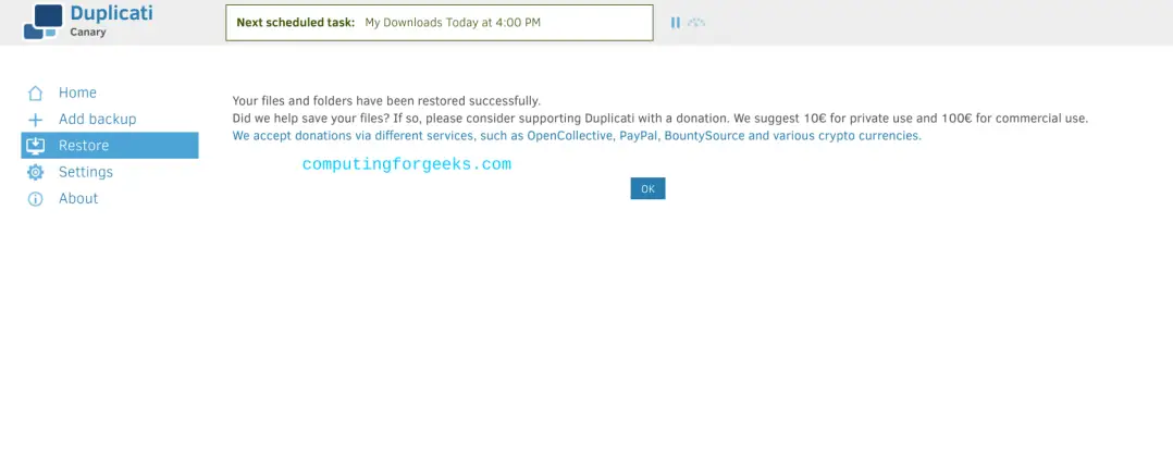 Backup Linux, Mac, and Windows Systems using Duplicati | ComputingForGeeks