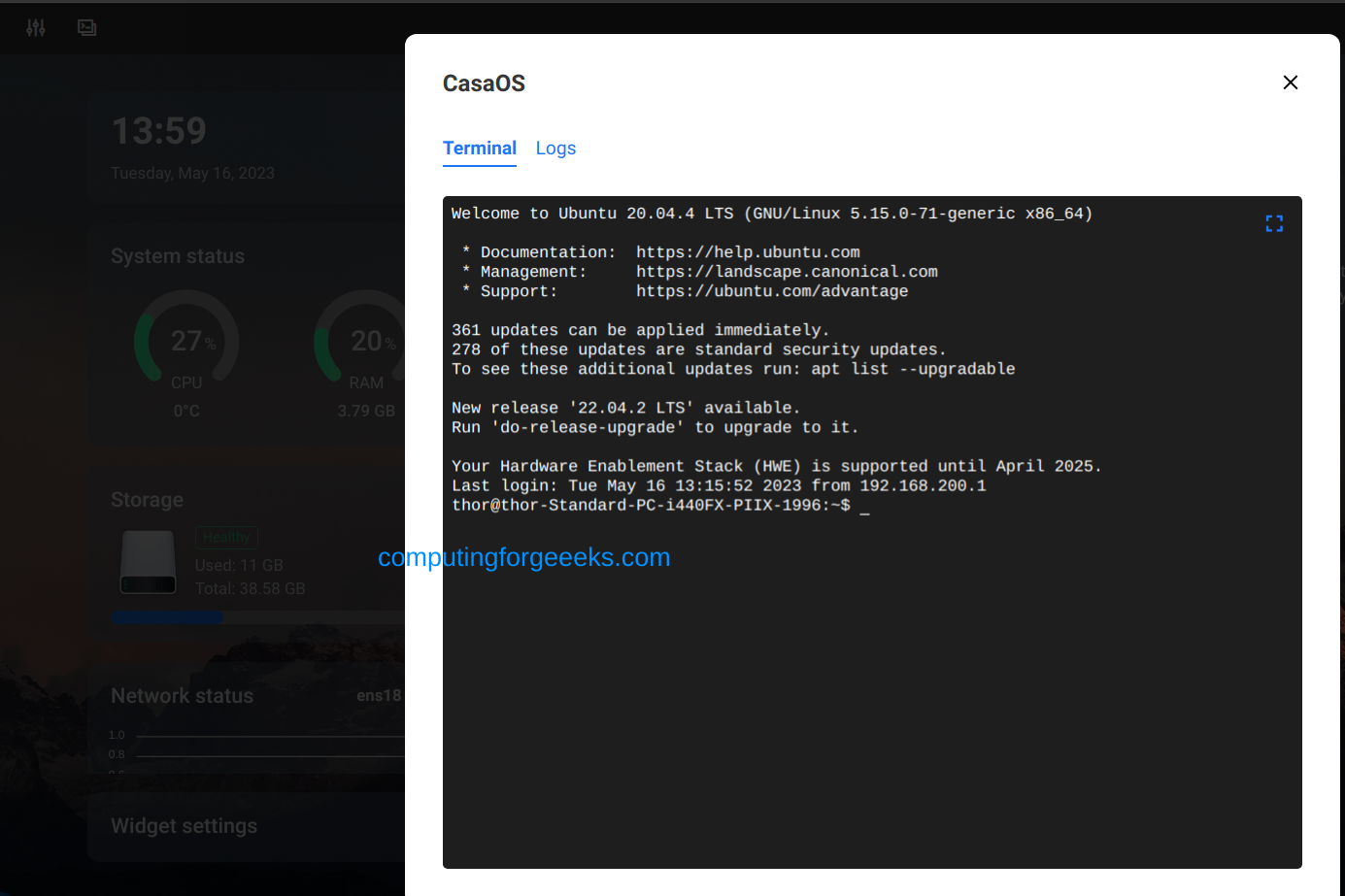 How To Build Home Private Cloud using CasaOS | ComputingForGeeks