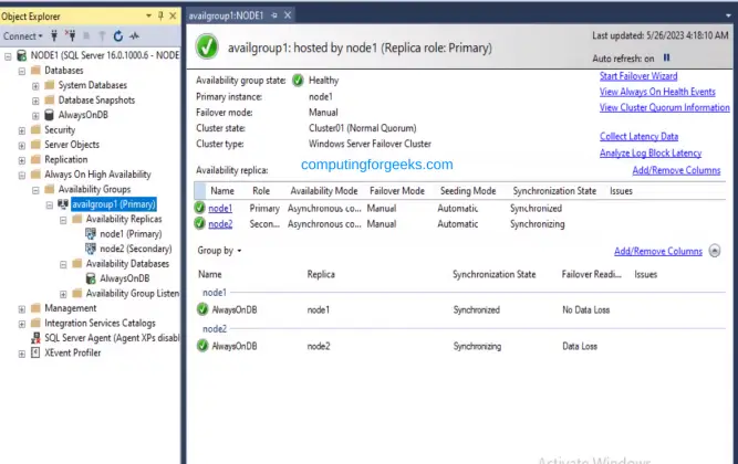 Configuring AlwaysOn Availability Groups in SQL Server 2022 | ComputingForGeeks