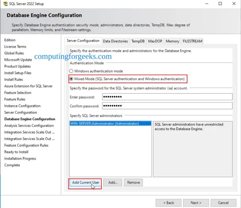 Installing SQL Server 2022 on Windows Server 2022 | ComputingForGeeks