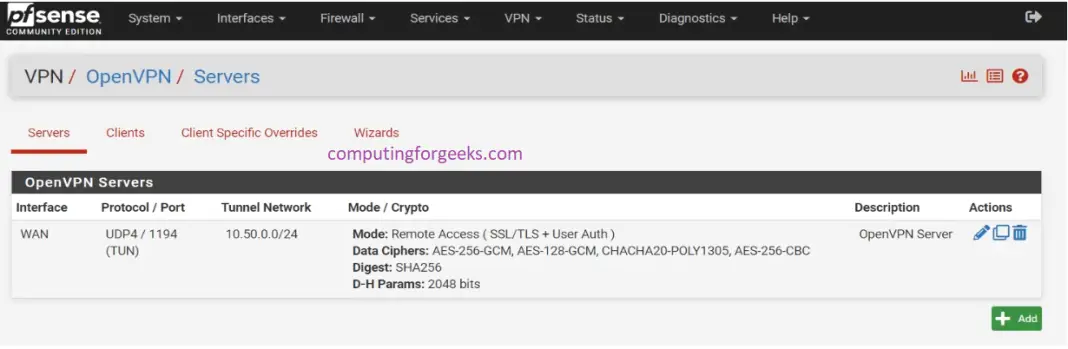 How To Configure OpenVPN Server on pfSense / OPNsense | ComputingForGeeks