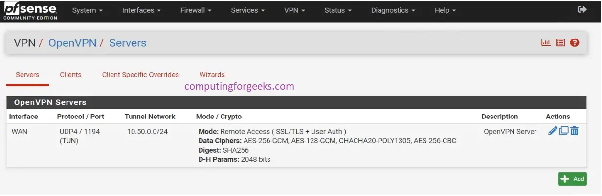 How To Configure OpenVPN Server on pfSense / OPNsense | ComputingForGeeks