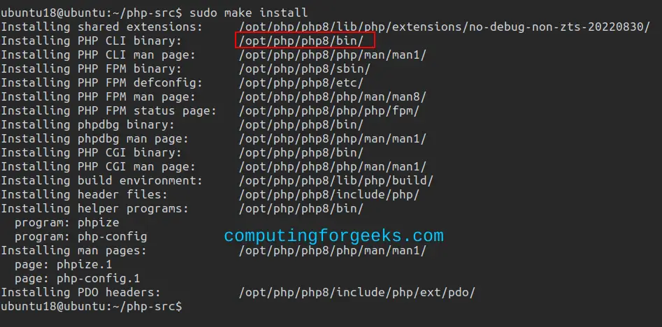 Build And Install Php 8 7 On Ubuntu 18 04 Bionic Beaver Computingforgeeks