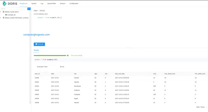 Run Apache Doris Analytics on Rocky/Alma 8 | ComputingForGeeks