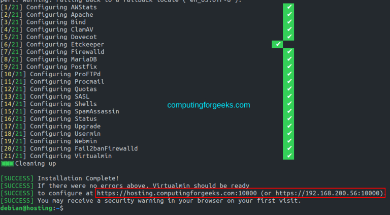 Installing Webmin / Virtualmin / DirectAdmin on Debian 12 ...