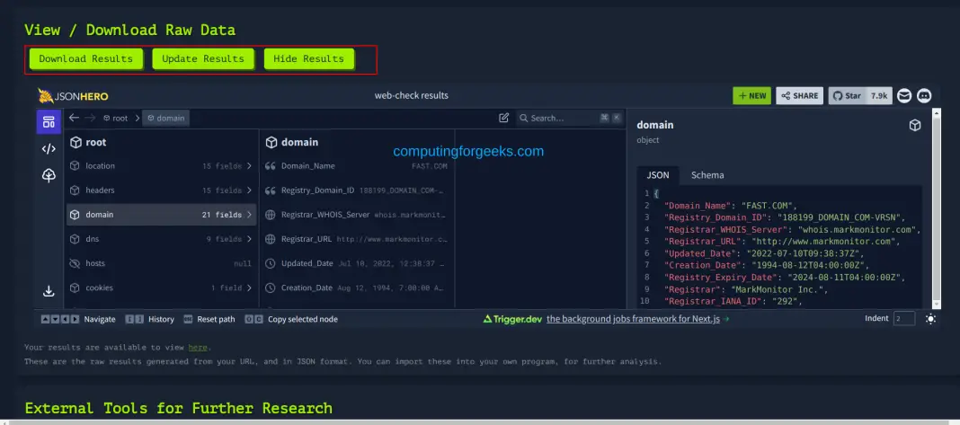 Web-Check: The Free Tool to Anylize Websites | ComputingForGeeks