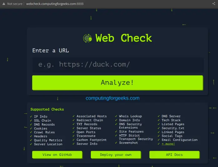 Web-Check: The Free Tool to Anylize Websites | ComputingForGeeks