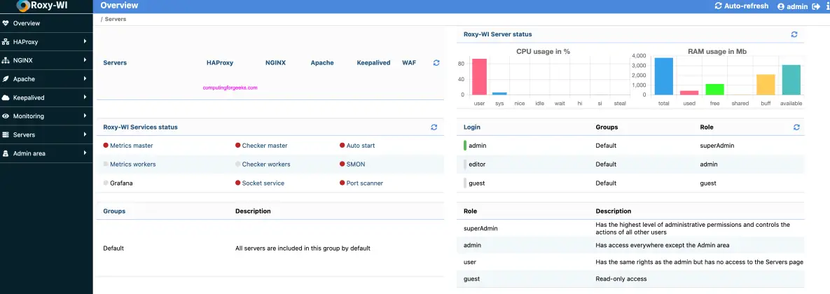 Manage HAProxy / Nginx / Apache from Web Interface using Roxy-WI | ComputingForGeeks