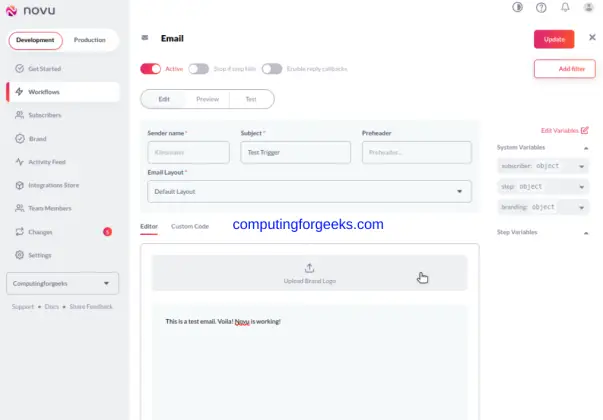 Novu - open-source notification infrastructure for developers | ComputingForGeeks