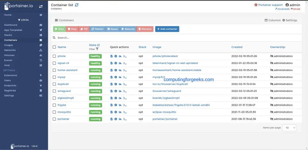 Best UI Applications for Managing Docker Containers | ComputingForGeeks