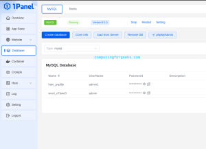 1Panel - Best Web Dashboard to Manage Linux server | ComputingForGeeks