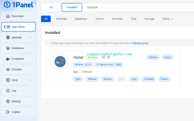 1Panel - Best Web Dashboard to Manage Linux server | ComputingForGeeks