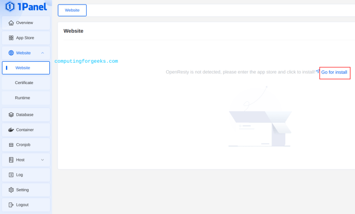 1Panel - Best Web Dashboard to Manage Linux server | ComputingForGeeks