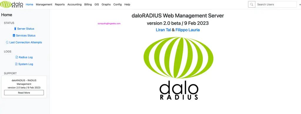 Install FreeRADIUS and Daloradius on Debian 12/11/10 | ComputingForGeeks