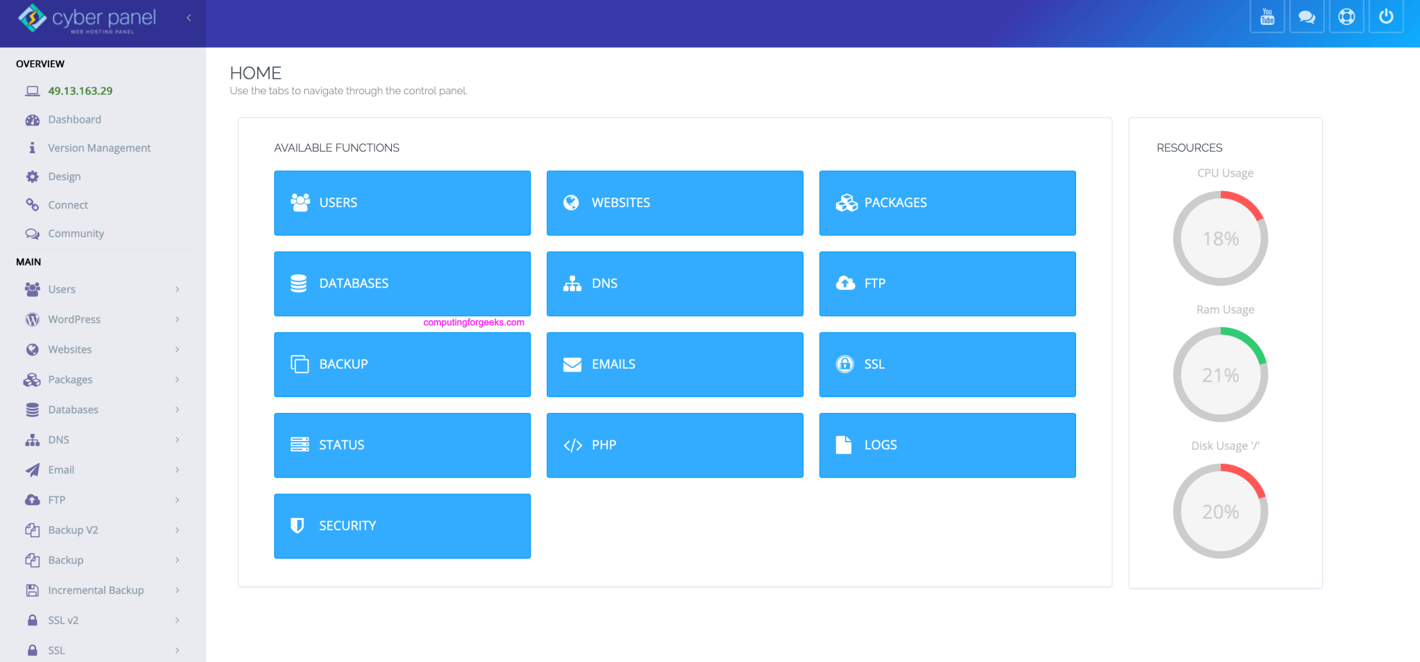 Free Web Hosting Control Panels (Open Source Top Picks) | ComputingForGeeks