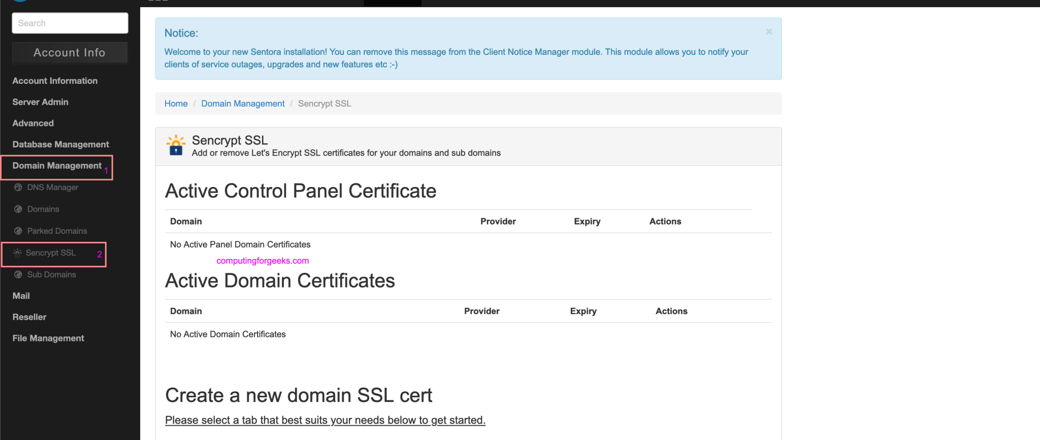 Install Sentora Web Hosting on Ubuntu 22.04|20.04|18.04 | ComputingForGeeks