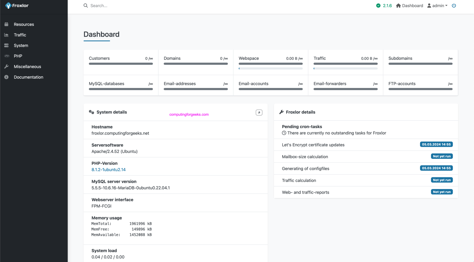 Install froxlor Server Management Panel on Ubuntu 22.04 | ComputingForGeeks