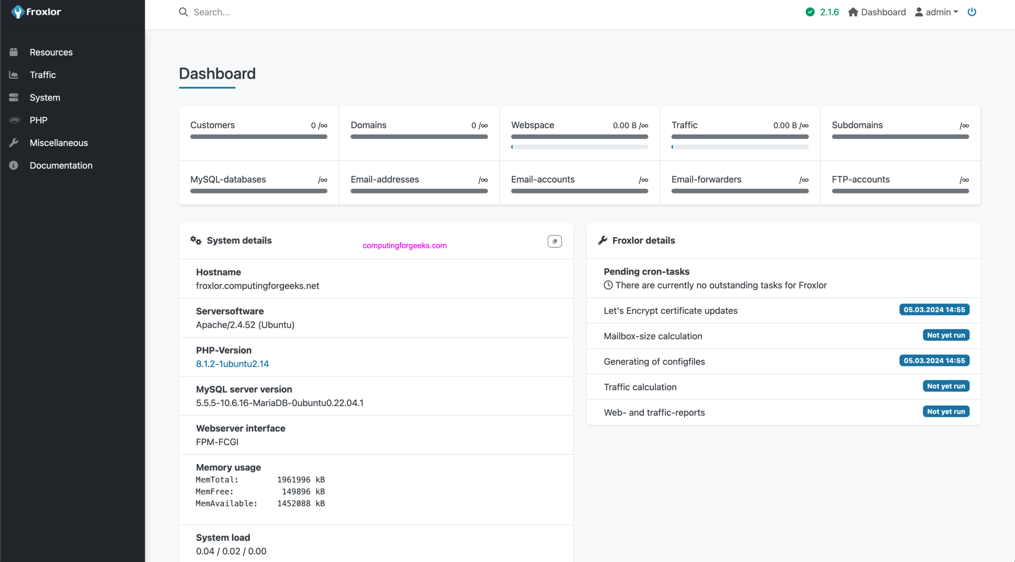 Install froxlor Server Management Panel on Ubuntu 22.04 | ComputingForGeeks