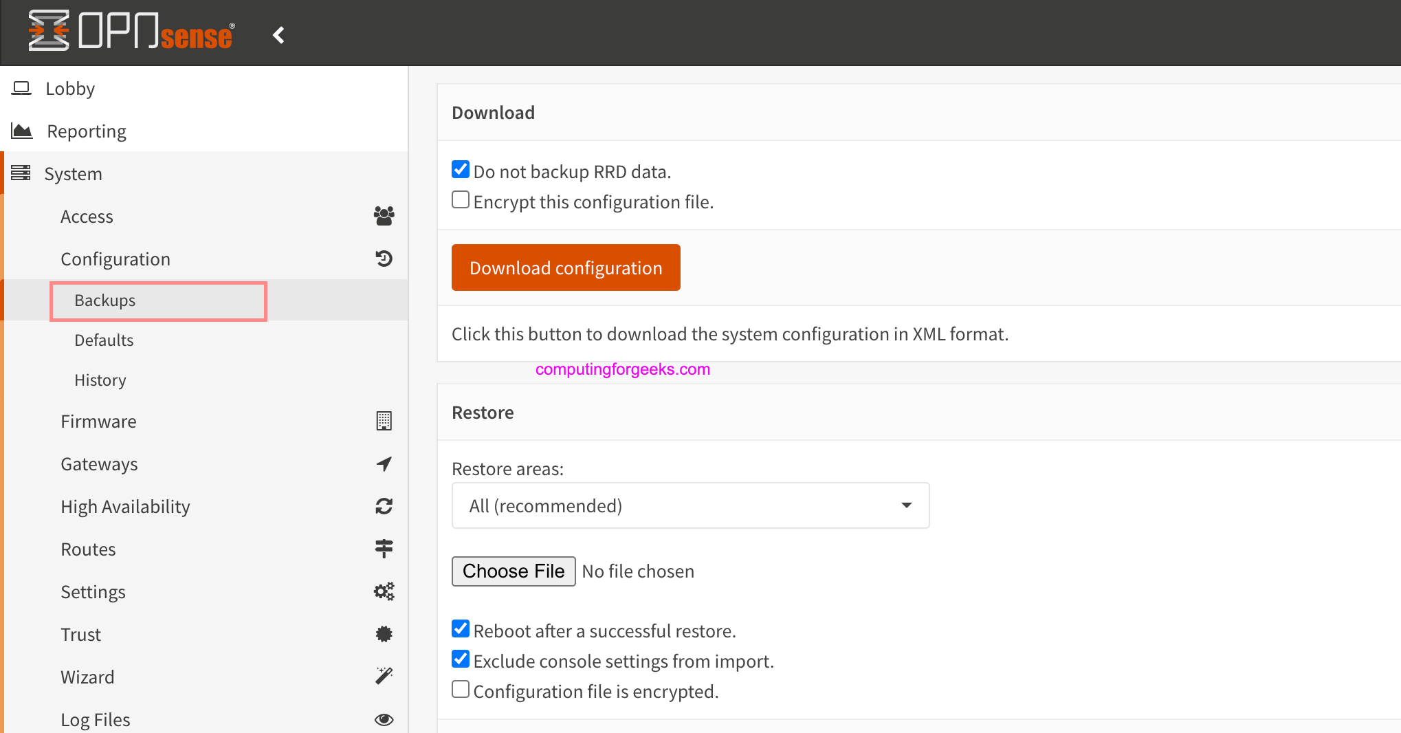 How To Update OPNsense From Web UI or Terminal Console | ComputingForGeeks