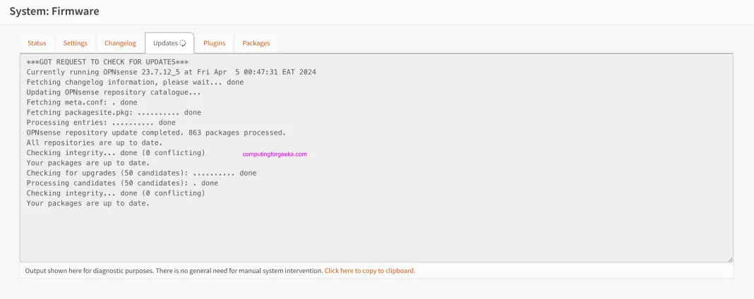 How To Update OPNsense From Web UI or Terminal Console | ComputingForGeeks