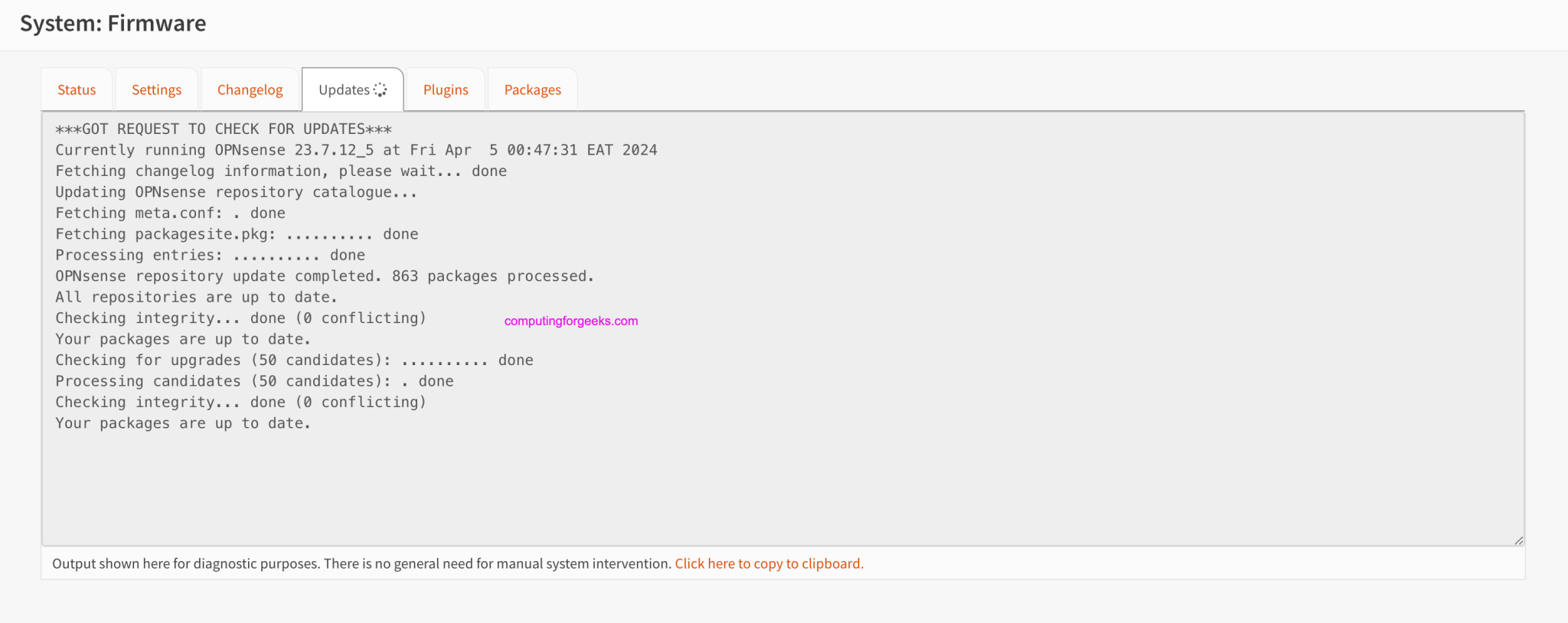 How To Update OPNsense From Web UI or Terminal Console | ComputingForGeeks