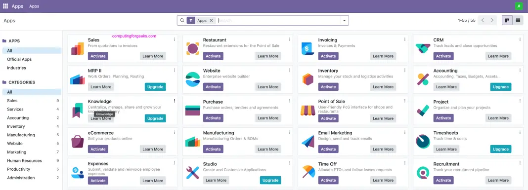 Install Odoo EPR 17 on Rocky, Alma, CentOS, RHEL 9|8 | ComputingForGeeks