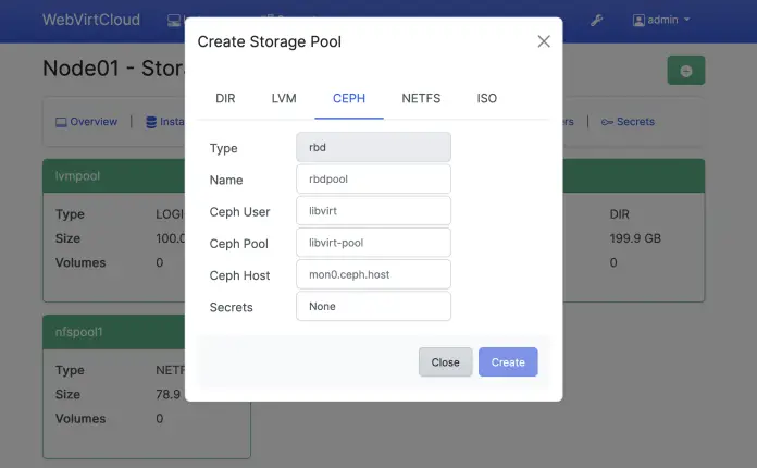Configure KVM Storage Pools using WebvirtCloud | ComputingForGeeks