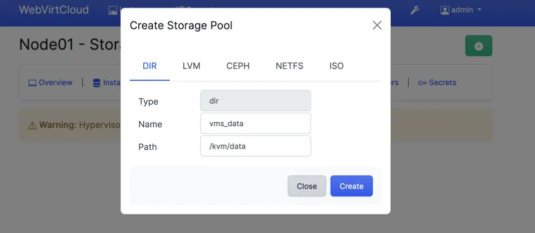 Configure KVM Storage Pools using WebvirtCloud | ComputingForGeeks