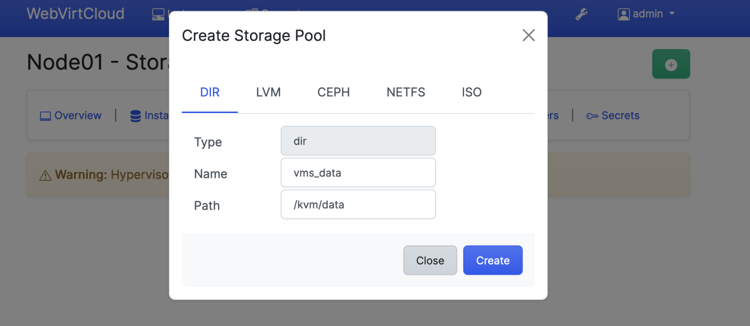 Configure KVM Storage Pools using WebvirtCloud | ComputingForGeeks