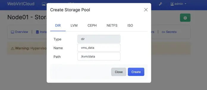 Configure KVM Storage Pools using WebvirtCloud | ComputingForGeeks