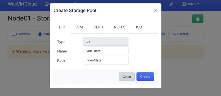 Configure KVM Storage Pools using WebvirtCloud | ComputingForGeeks