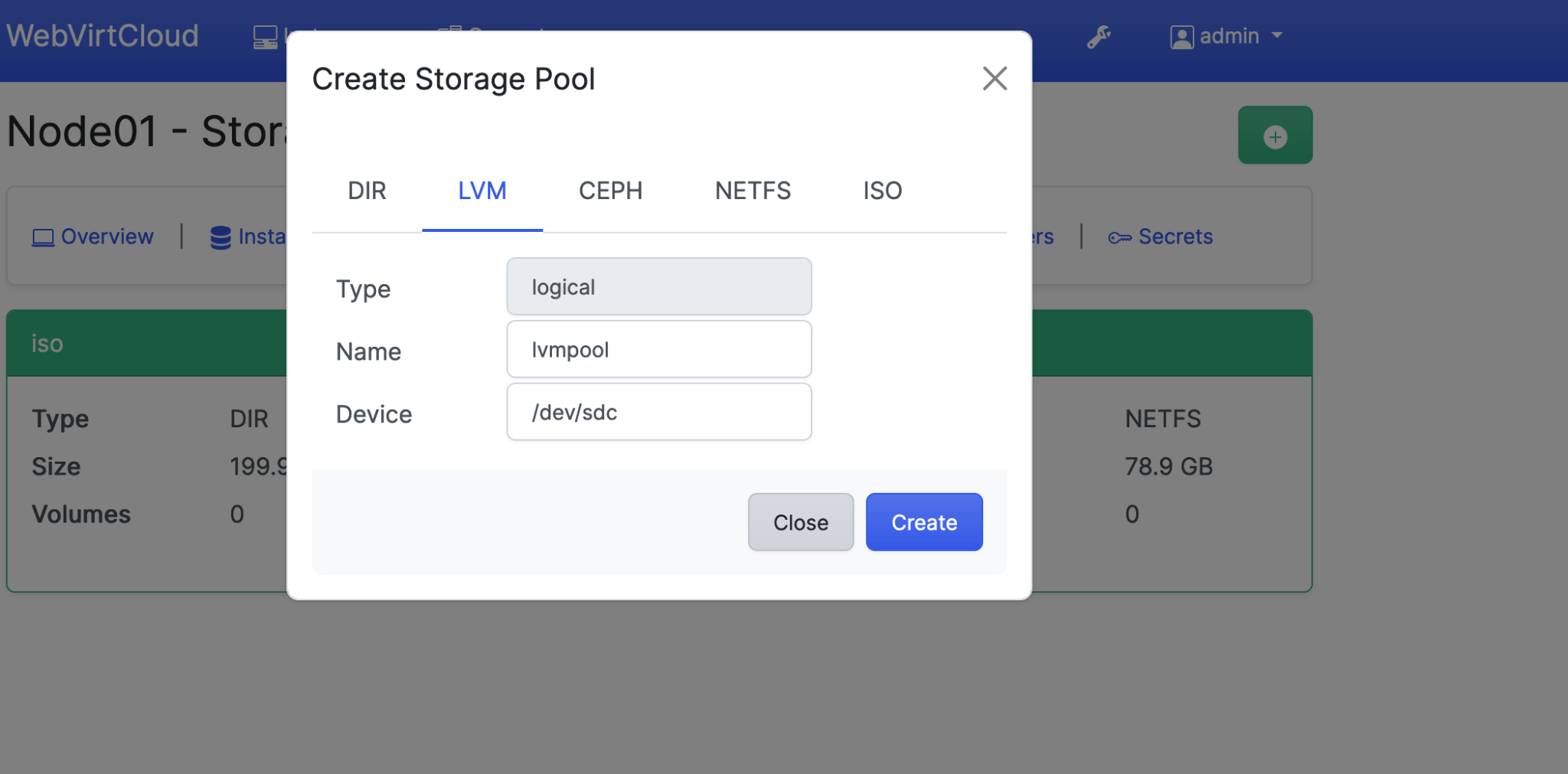 Configure KVM Storage Pools using WebvirtCloud | ComputingForGeeks
