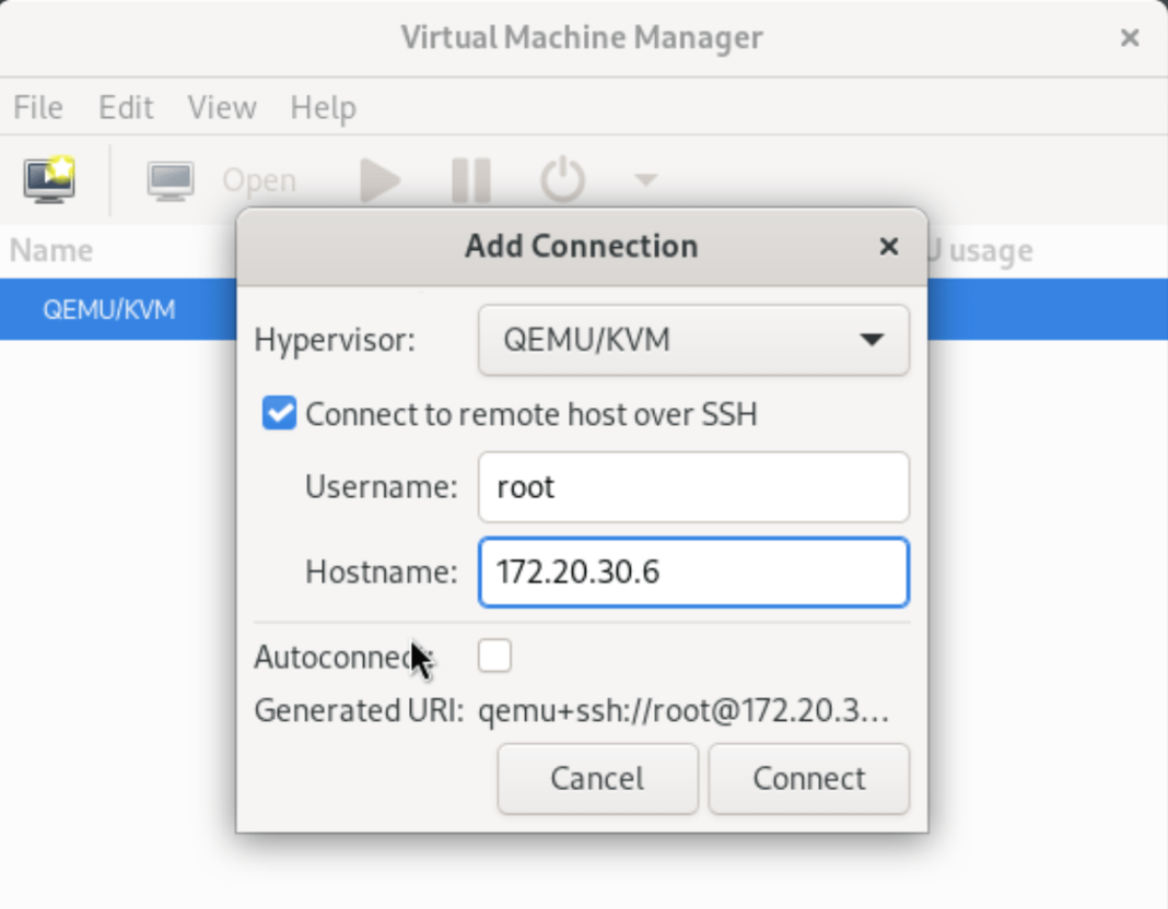 Connect to Remote KVM Host using Virsh / Virt-Manager [Guide]
