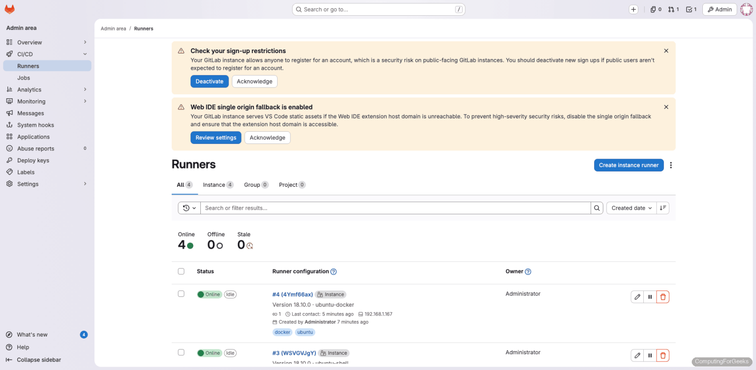 Setup GitLab Runner on Rocky Linux 10 / Ubuntu 24.04 [Tested]