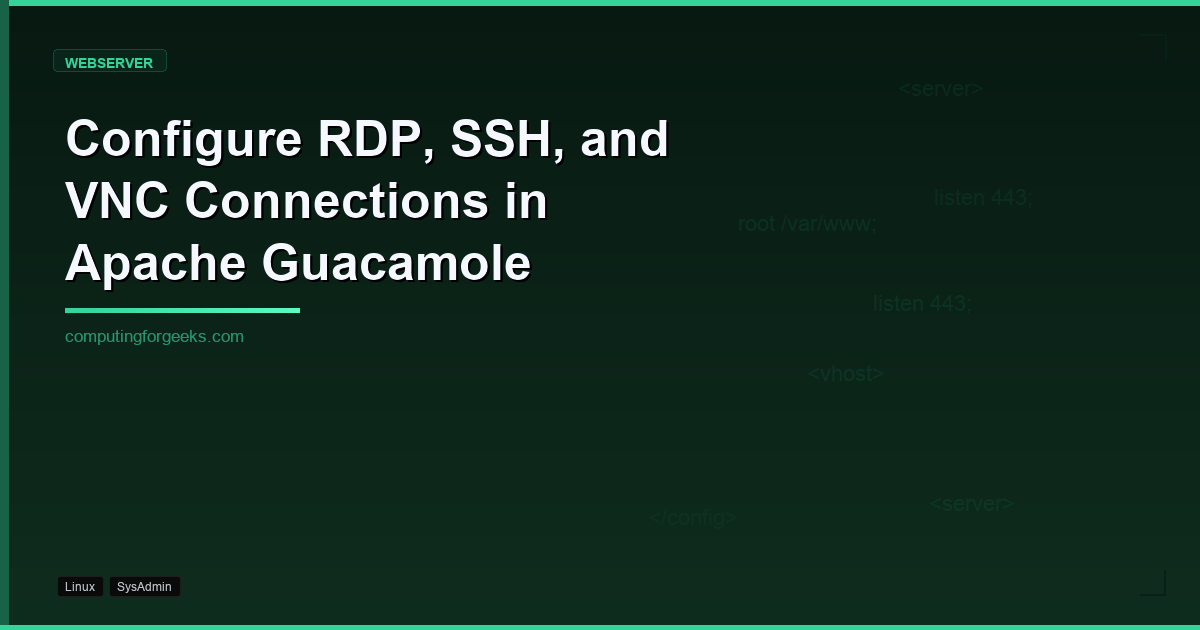Configure RDP, SSH, VNC Connections in Guacamole [Guide]