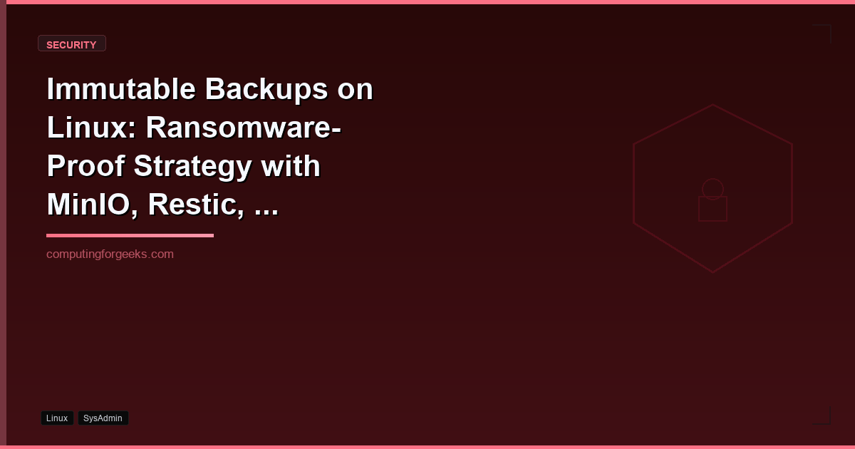 Immutable Backups on Linux: Ransomware-Proof Strategy with MinIO ...