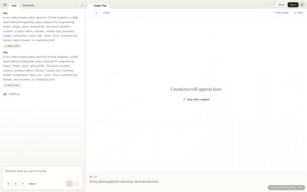 Claude Design Tutorial: Decks & Wireframes | ComputingForGeeks