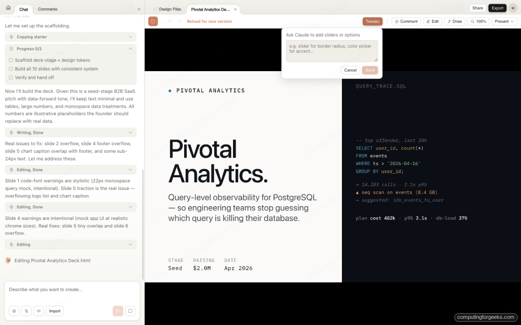 Claude Design Tutorial: Decks & Wireframes | ComputingForGeeks