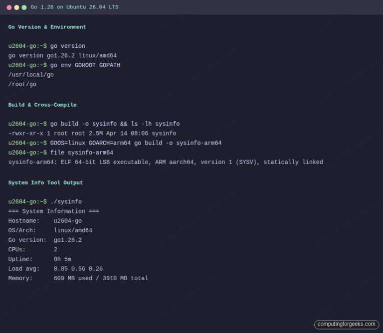 Install Go (Golang) on Ubuntu 26.04 LTS | ComputingForGeeks