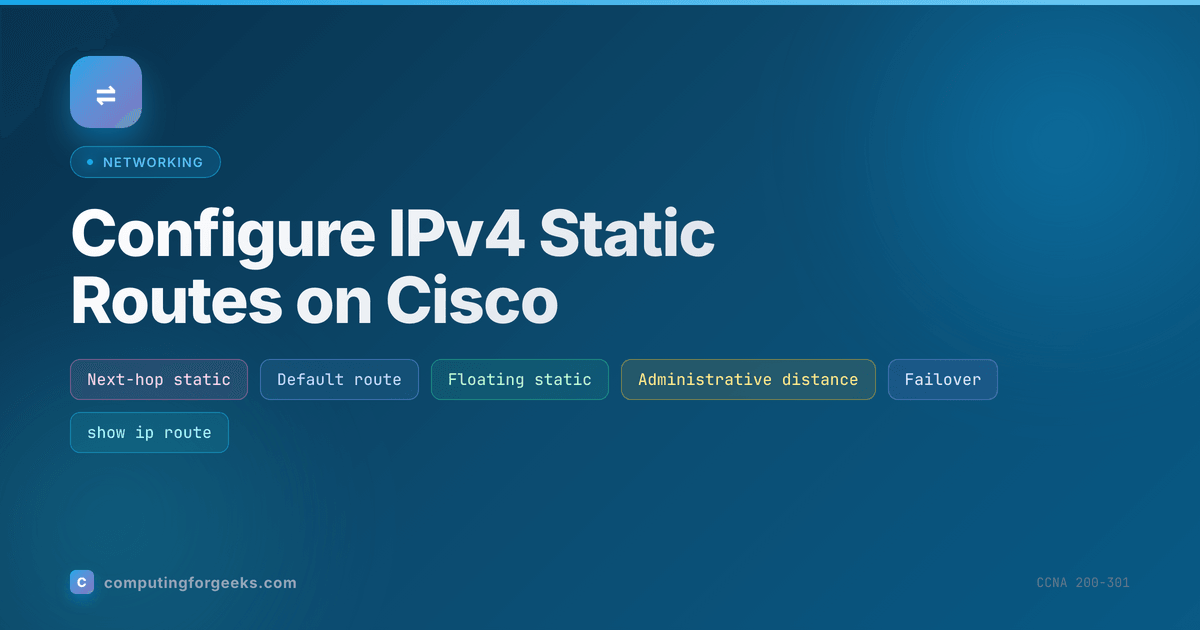 Configure Cisco IPv4 Static Routes & Floating | ComputingForGeeks