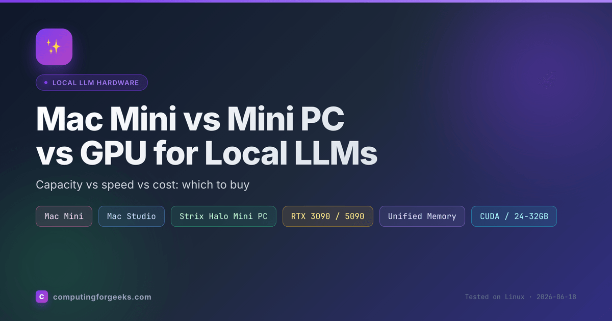 Mac Mini vs Mini PC vs GPU for Local LLMs | ComputingForGeeks